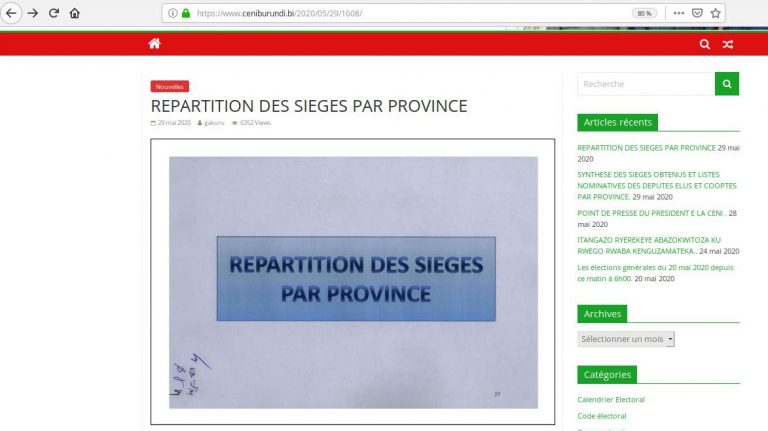 Burundi : La CENI publie les résultats provisoires des Législatives 2020