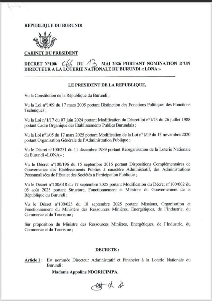 Burundi : De nouvelles nominations dans des institutions publiques et ...
